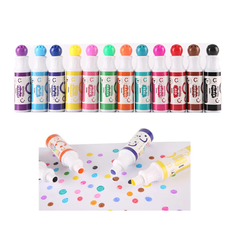 12 Colors Painting Dot Marker Pen Washable Bingo Dauber Set Non Toxic ...