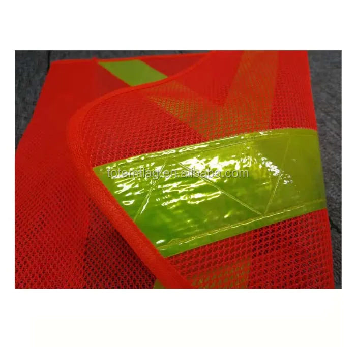 Orange Outdoor PVC Fabric Traffic Safety Flag with Reflective Tape