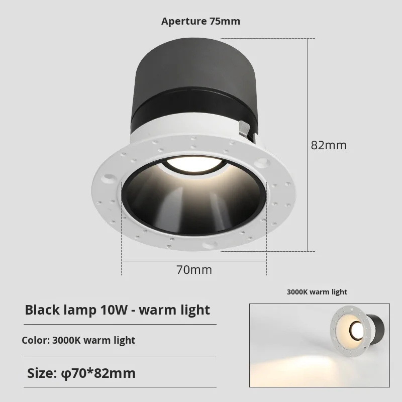 4000K Cob Frameless Spotlight Modern Anti-Glare Pre-Embedded Downlight ...