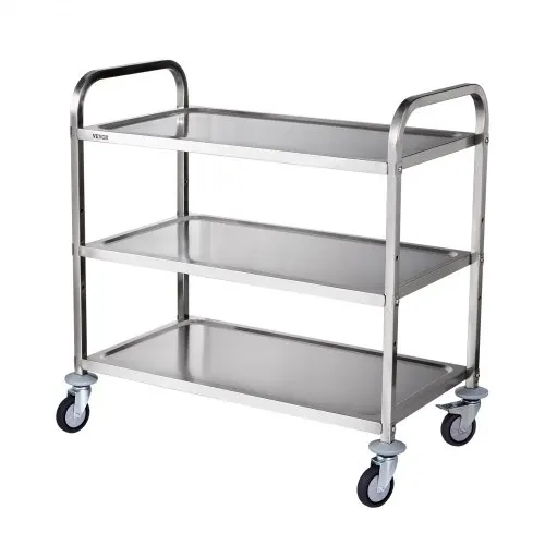 Height-Adjustable Shelves 3 Tiers Kitchen Utility Service Cart ...