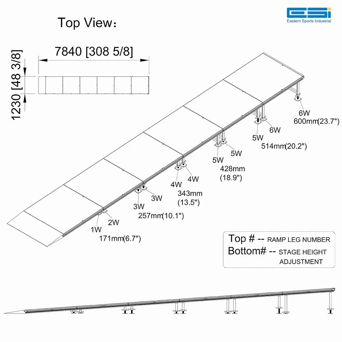 Universal Switchback ADA Wheelchair Ramp for 40inch Stages