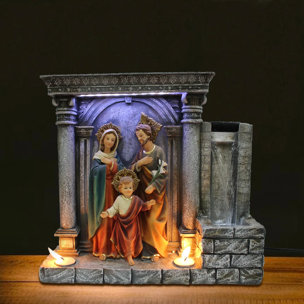 Handmade Glitter Lights Waterfall Fountain Catholic Religious Nativity ...