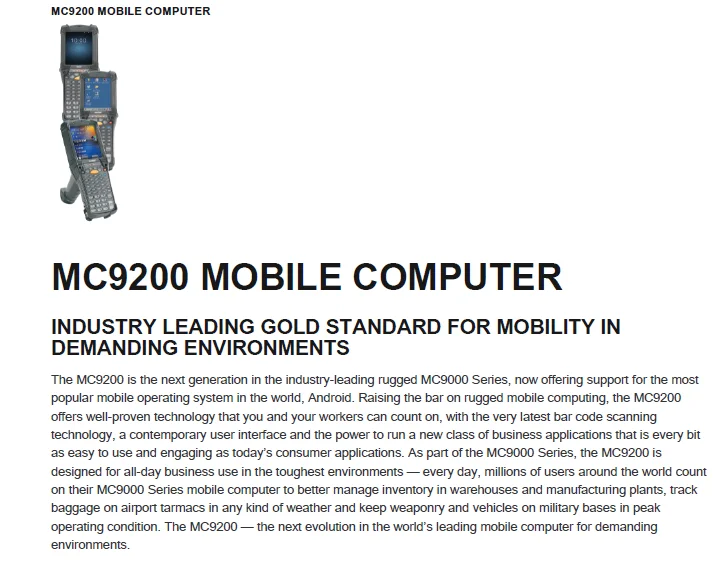 Zebra MC9200 - Versatile Handheld Mobile Computer for POS