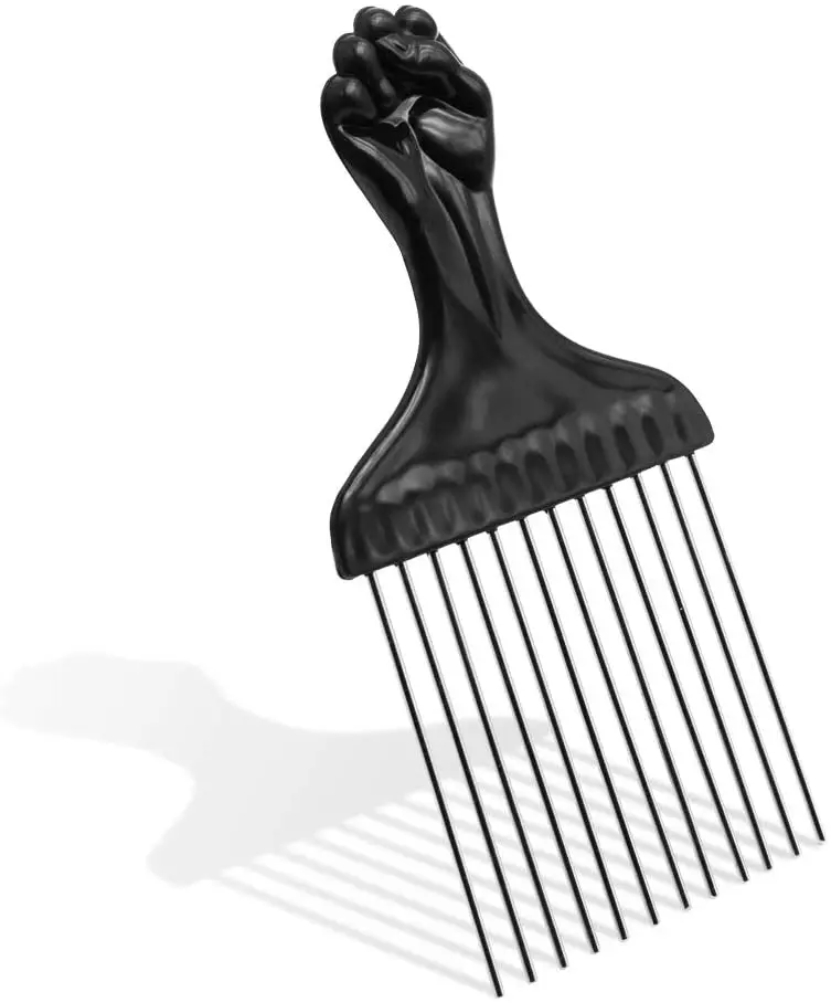 Afro Pick Magic Hair Coils Tool - Square Black Fist Comb