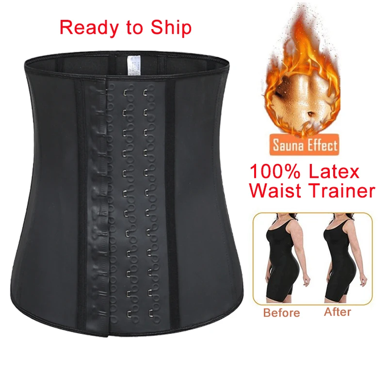 Tummy Tuck Compression Steel Bones Latex Corset Waist Trainer Body ...
