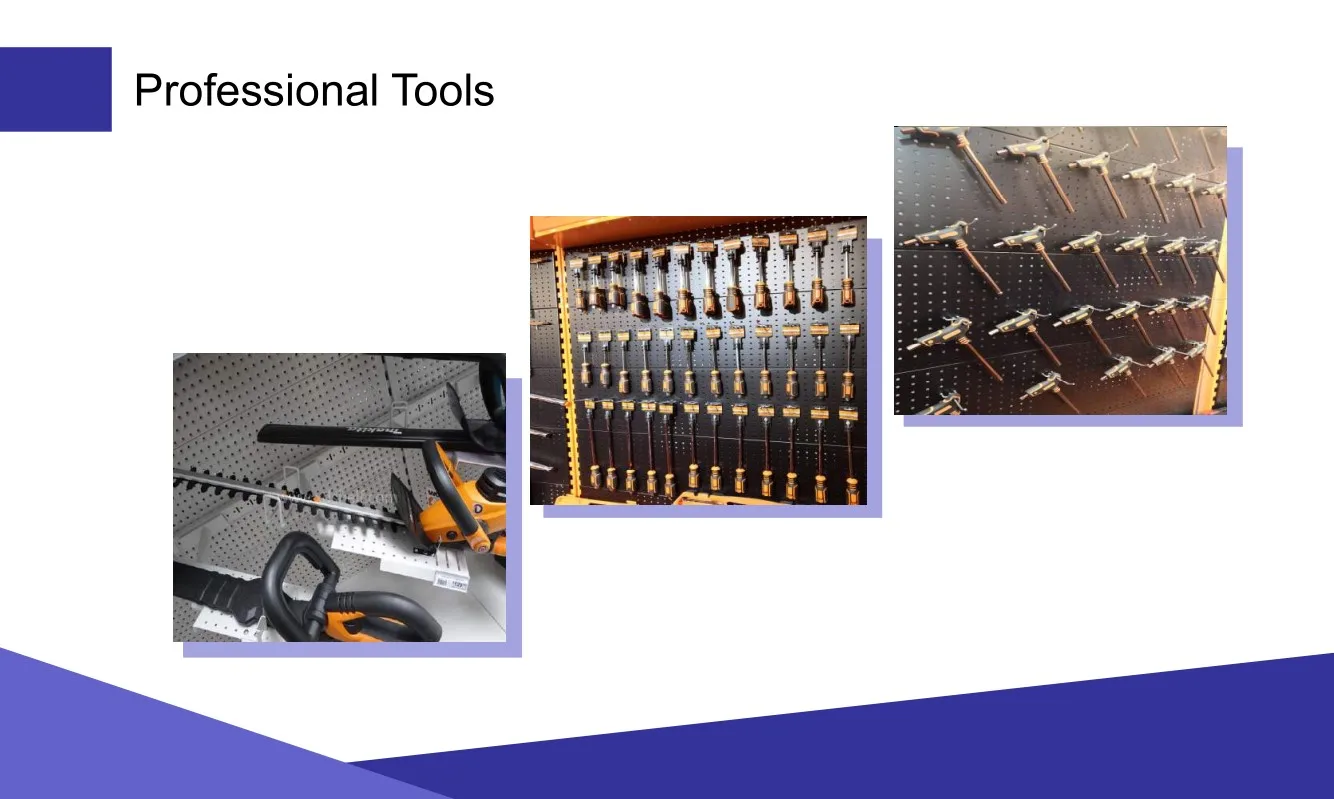 Black Metal Peg Board Display Wall - Tools Retail Rack