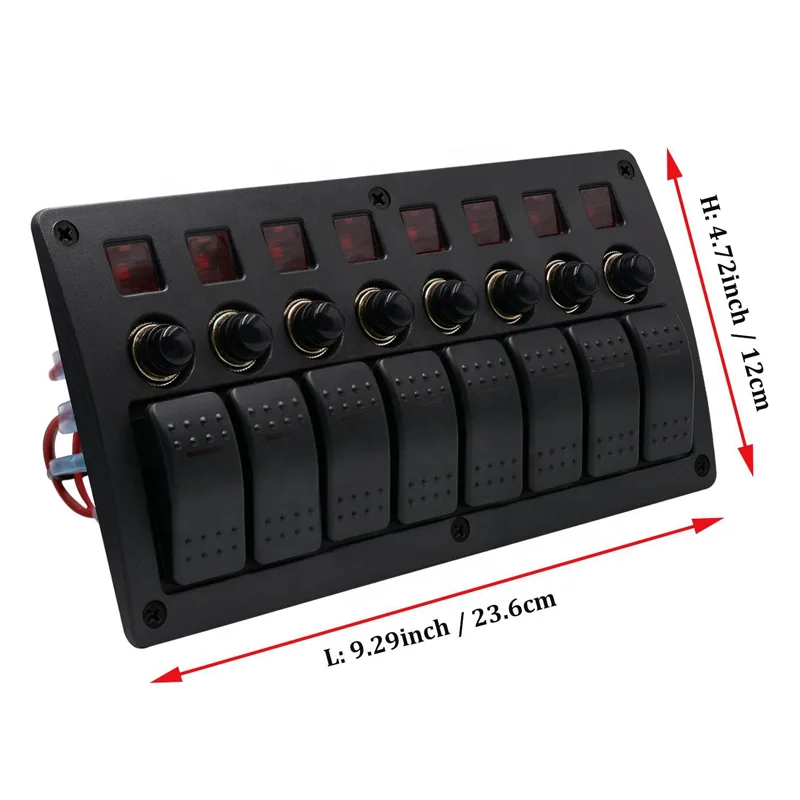 8 Gang Boat Car Rocker Switch Panel 12v Aluminum Panel Waterproof ...