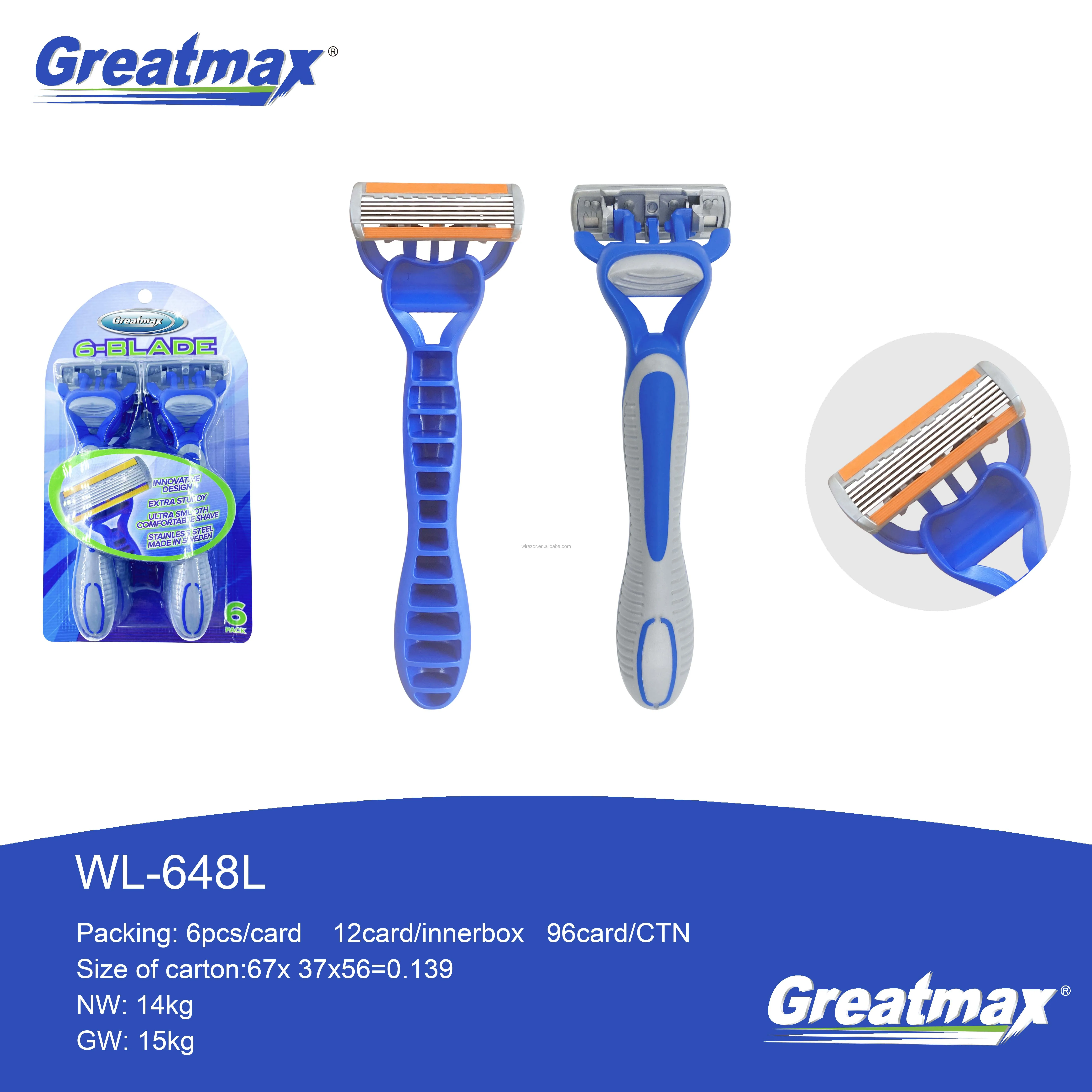 6 Blade Stainless Steel Blade Heavy Safety Razor Disposable Razor Six ...