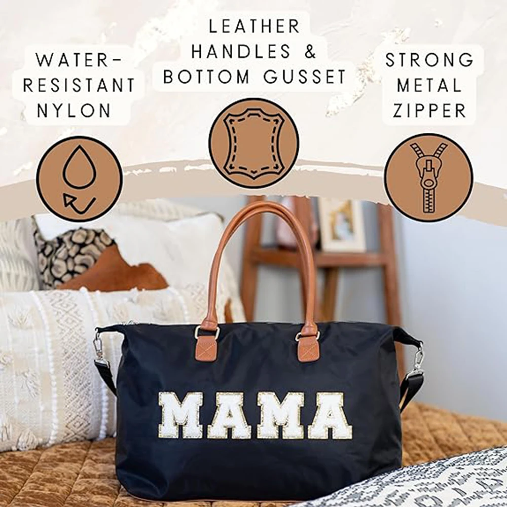 Waterproof Nylon Chenille Letter Preppy Patch Mummy Diaper Bag ...
