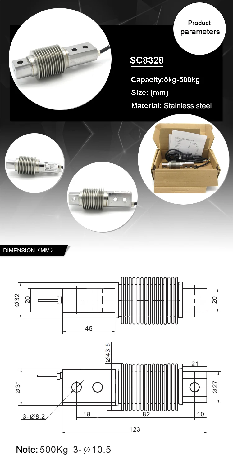 SC8328 Stainless Steel Bellow Load Cell for Hopper Scales