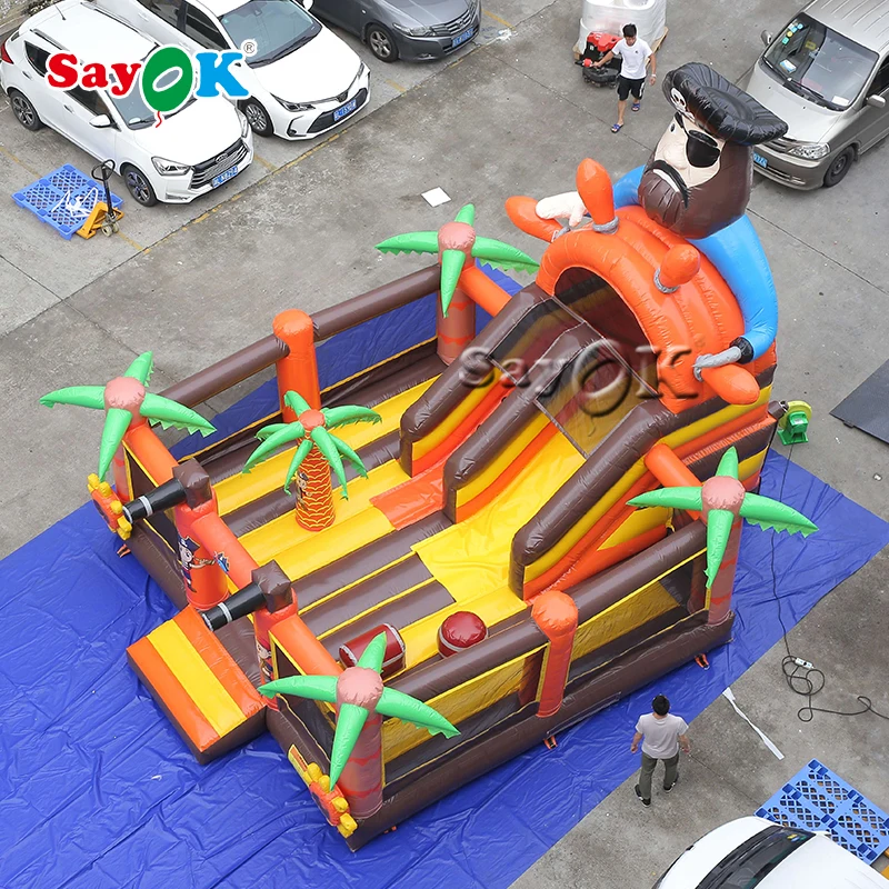 Large Inflatable Pirate Ship Jumping Bouncer Slide Color Party Pirate ...
