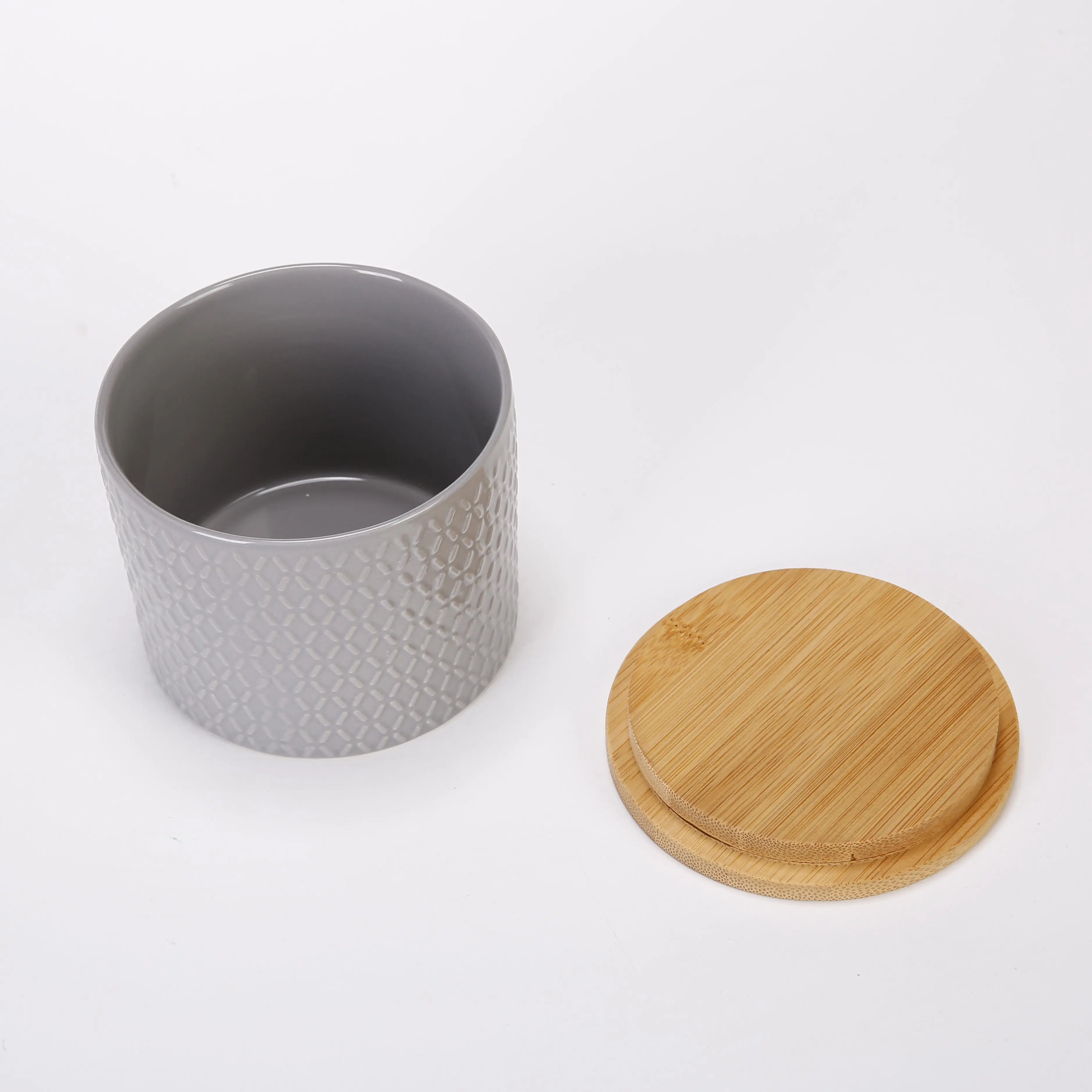 Custom Eco-friendly Product Biodegradable Jar With Bamboo Lid Ceramic ...