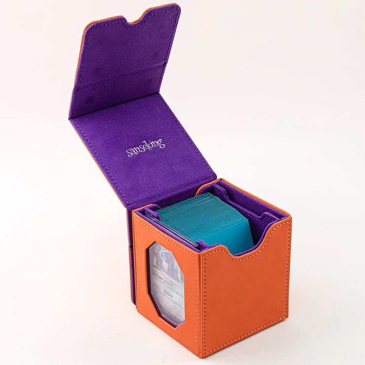 Sanseking Brand PU Leather Card Box Storage Deck Case with clear Window ...