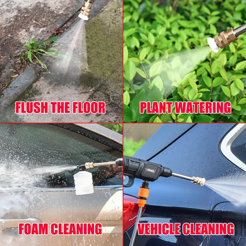 Portable 21V High Pressure Cordless Car Washer Wireless Spray Water Gun ...