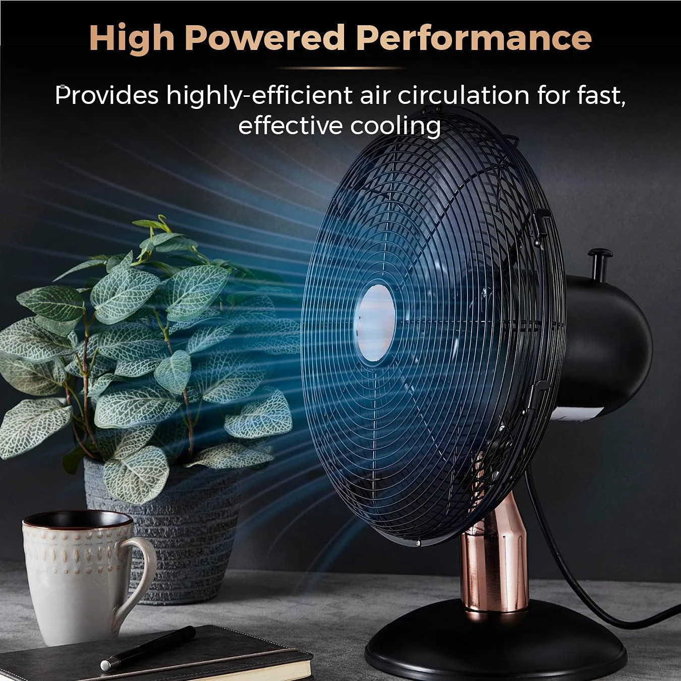 16" Classic Metal Three Speed Electric Table Air Circulator Fan With ...