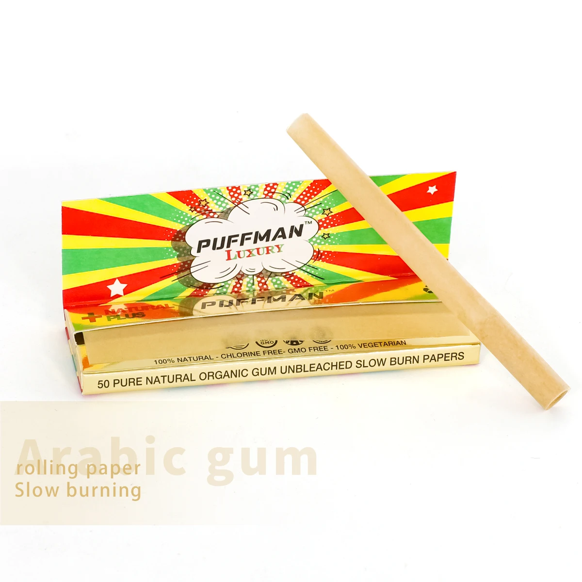 Puffman Smoking Rolling Paper Golden Booklet 1 1/4 Size Unbleached ...