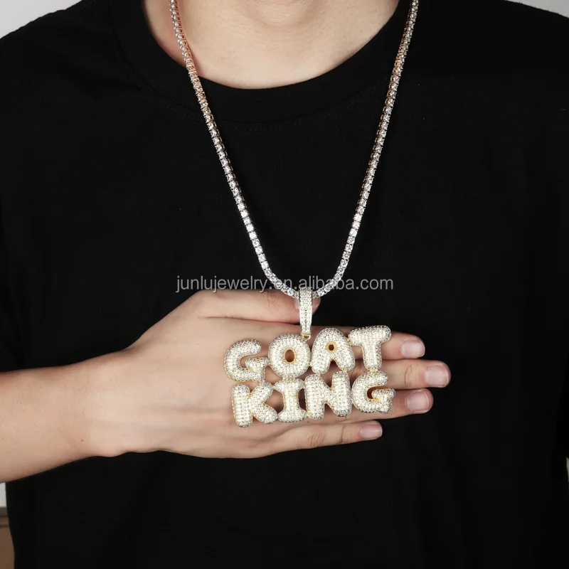 Custom Name Necklace Iced Out Letter Word Pendant Inlaid Zircon Mens ...
