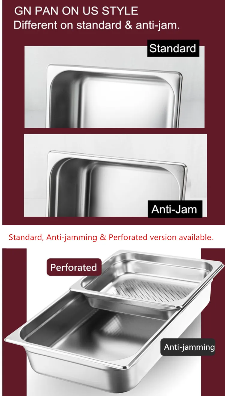 Multi Sizes Gn Pan Gn 1/1 Stainless Steel Perforated Steam Table Pan ...