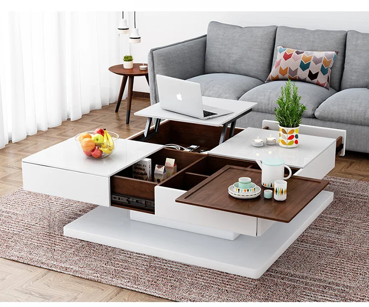 Luxury Lift Top Coffee Table with Storage - Modern Adjustable Wood ...