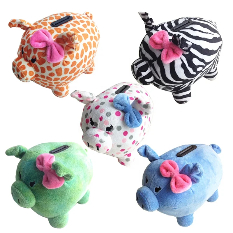 Cute Soft Plush Animal Pig Piggy Bank for Kids Saving Coins