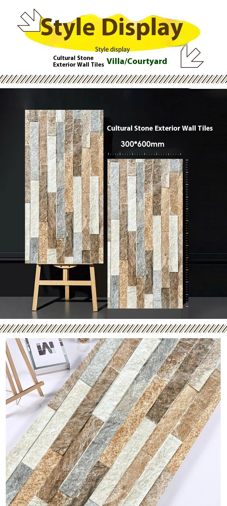 Antique Cultural Stone Outdoor Villa Exterior Wall Tile 300X600 for ...