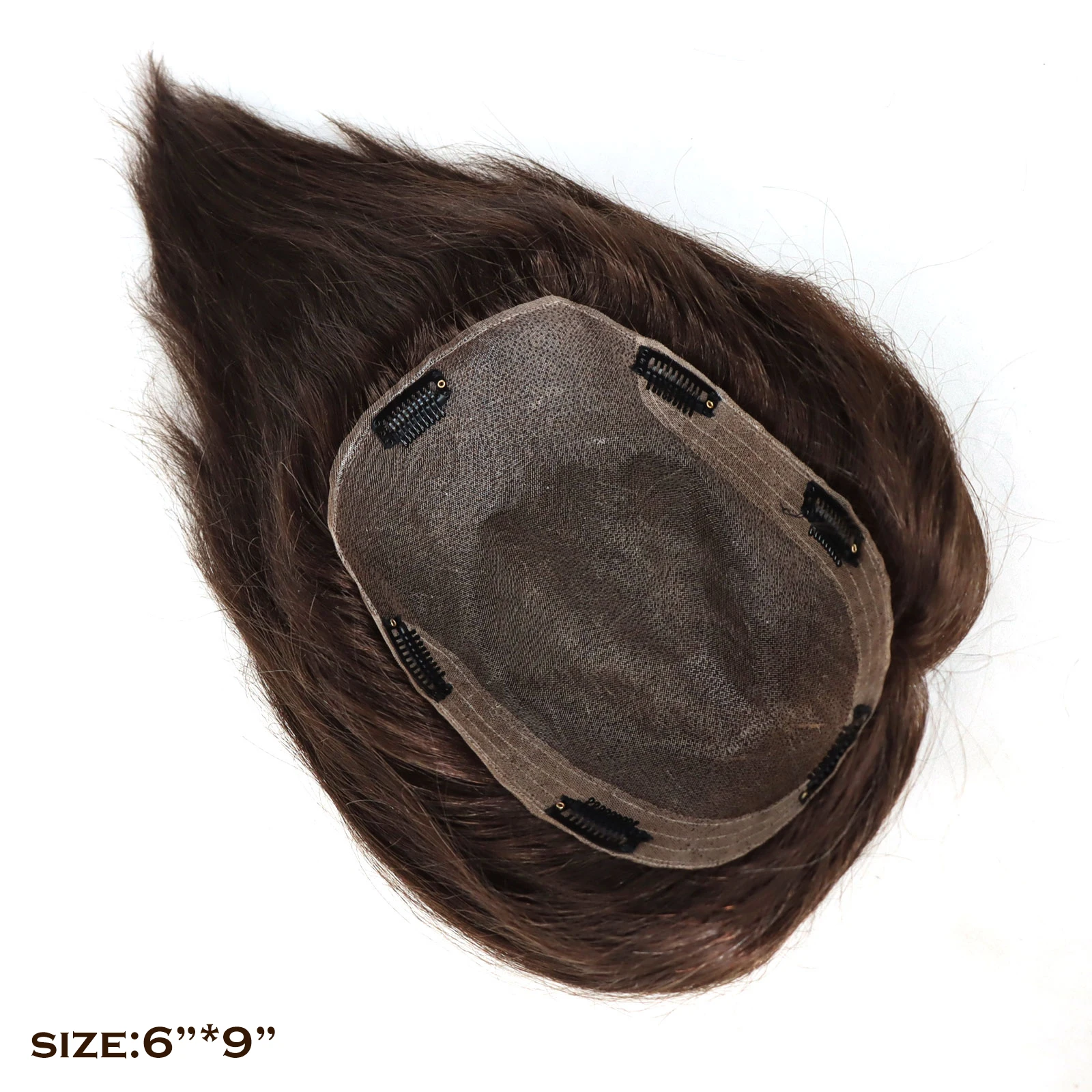 100% Chinese Human Hair Nature Toupee For Woman 25cm Long Custom Size ...