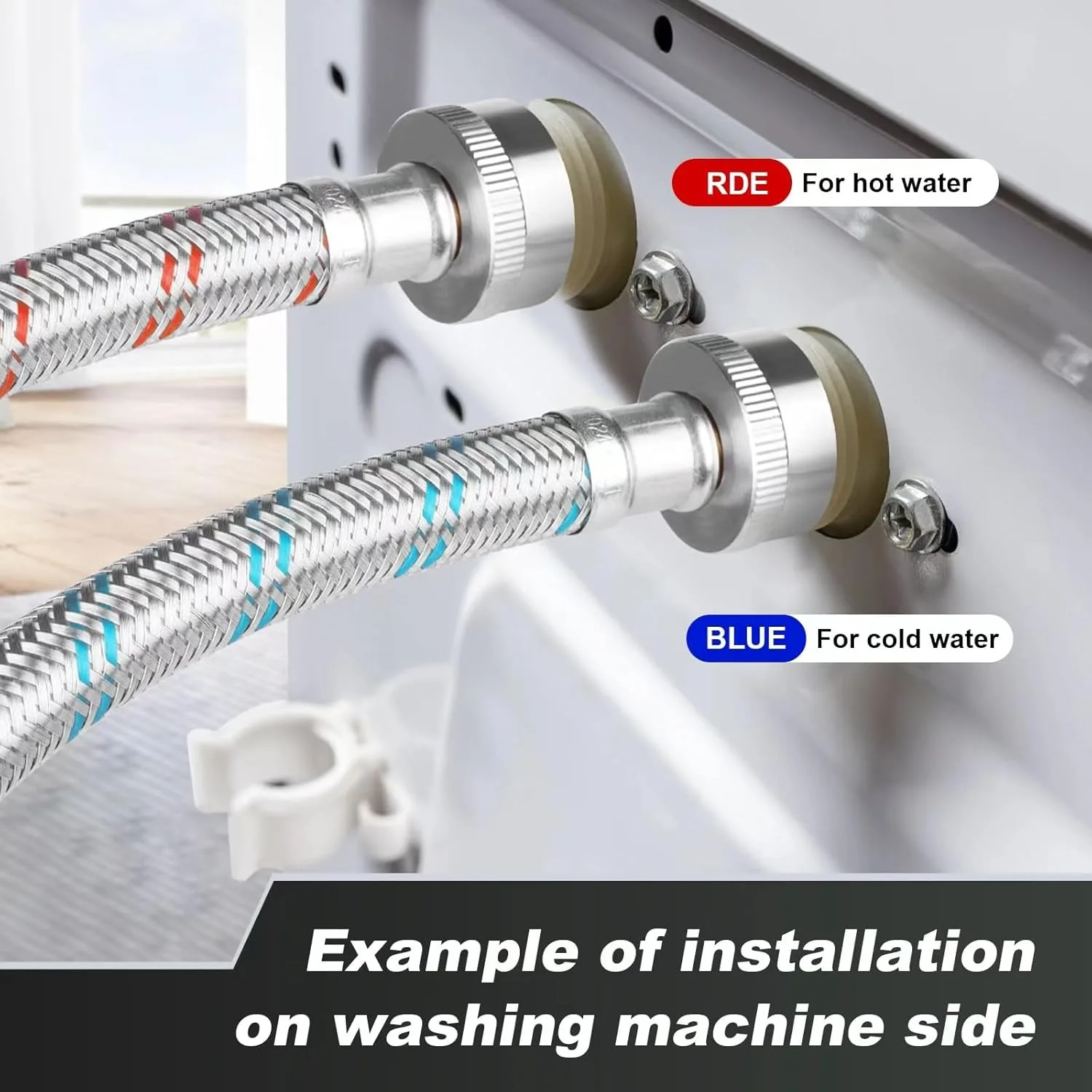 Premium 304 Stainless Steel Washing Machine Hose PVC Tube Hot and Cold ...