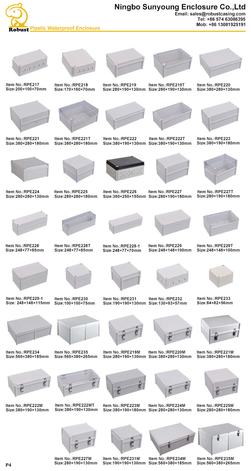 Outdoor Hinged Cover Plastic Enclosure Weatherproof Box Ip65 Case 8.6 X ...