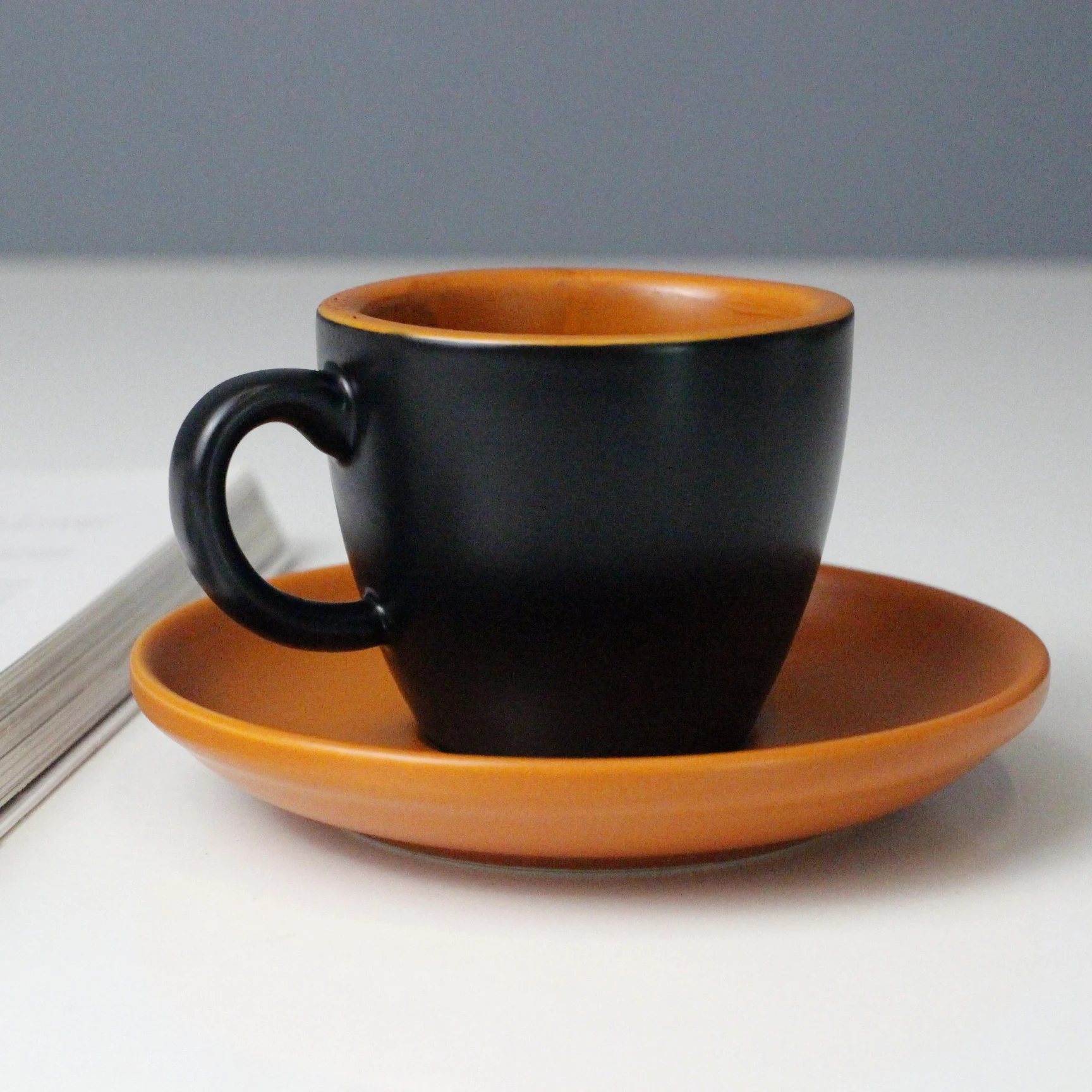 Custom Two Color Ceramic Espresso Coffee Cup and Saucer Custom Logo ...