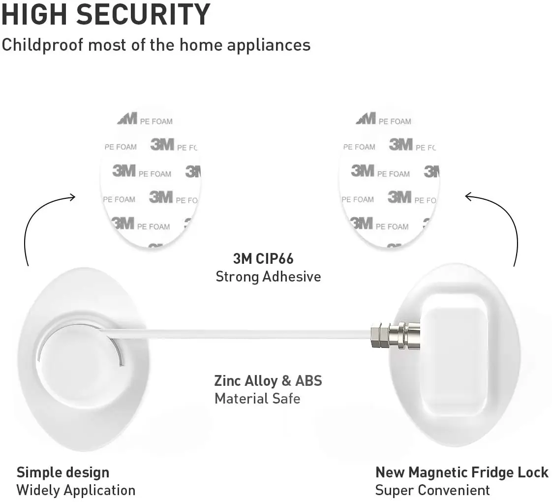 Refrigerator Lock, Childproof Fridge Lock with Magnetic- Strong ...
