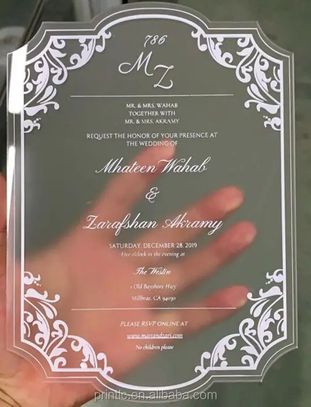 Custom Transparent Wedding Card Acrylic Acrylic Wedding Card Acrylic ...