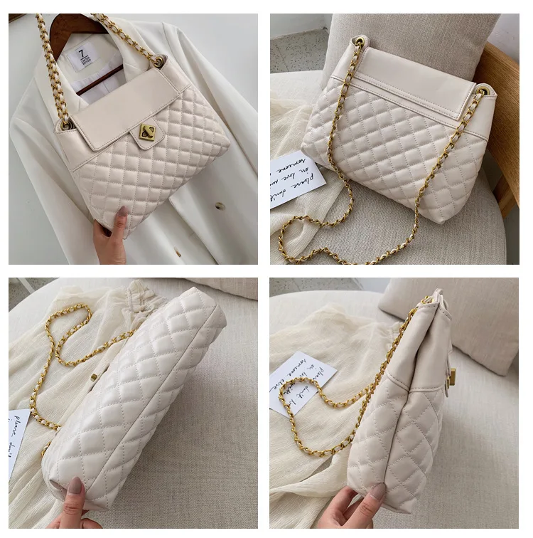 Luxury Brand Designer Big Size Lady Plaid Tote Chain Shoulder Bag Women ...