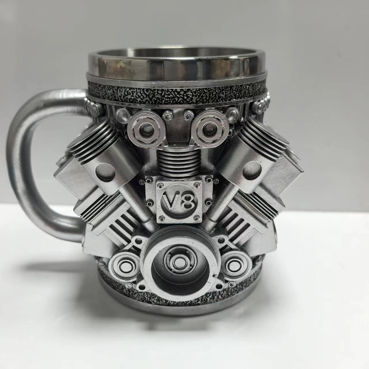 V8 Engines Stainless Steel Cup Uncovered Coffee Cup with Engine Shape ...
