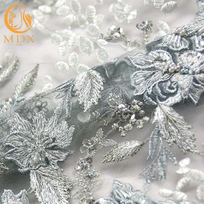 20% Nylon Material Mdx Factory Wholesale Cheap African Tulle Beaded ...