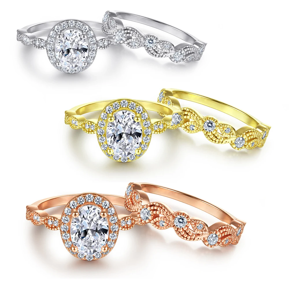 Wedding Ring Gold 18K Plating, Gold Plated Wedding Ring Set, 18K White ...