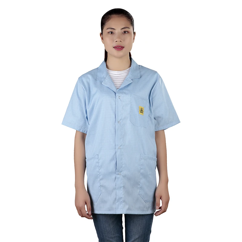 Esd Uniform Anti Static Short Sleeves Shirt Comfortable Cotton Fabric ...
