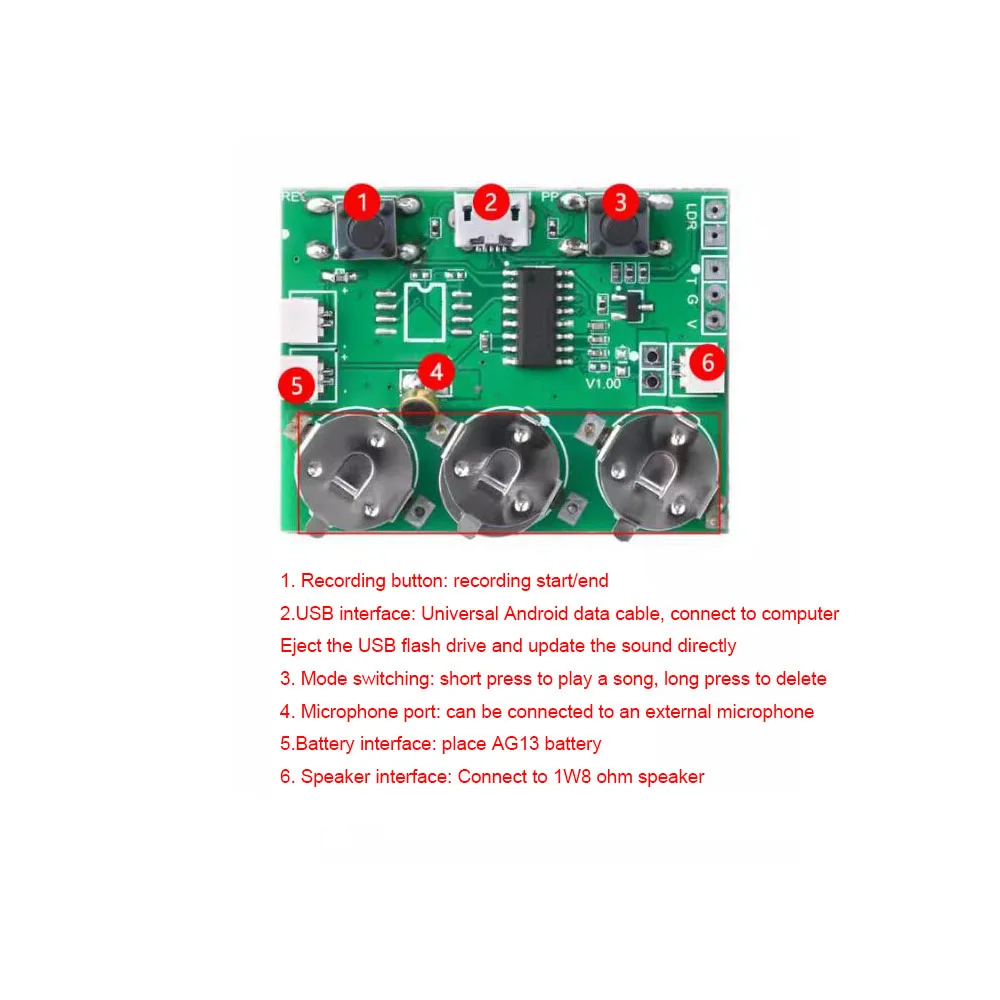 Taidacent 100 Seconds Diy Greeting Card Chip Recordable Voice Sound ...