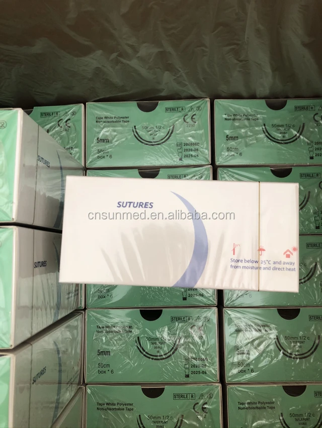 Veterinary Cervix Suture Set Polyester Tape White 5cm*50cm 1/2 Circle ...