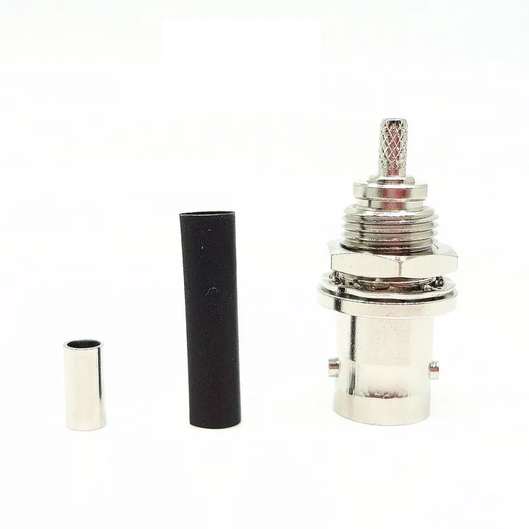 BNC Bulkhead RF Coaxial Connector Female Crimp Connector PANEL MOUNT ...