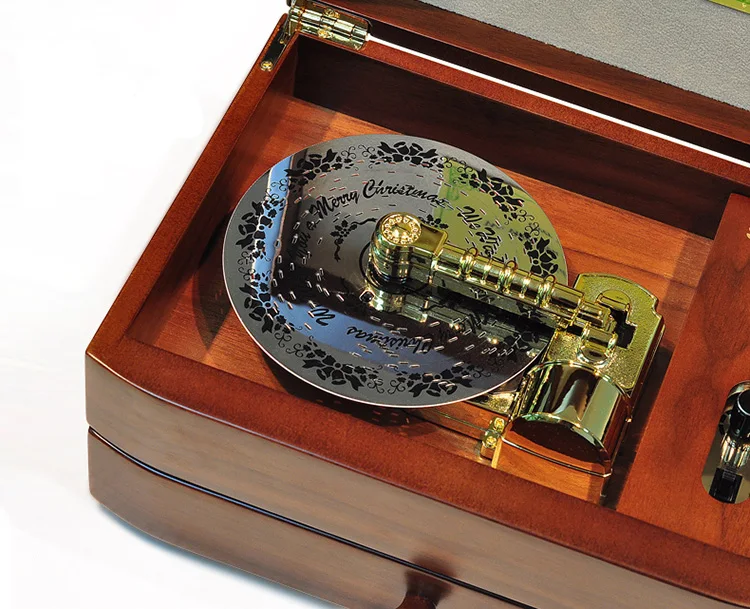 Vintage Walnut Retro Turntable Music Box & Decorative Accent