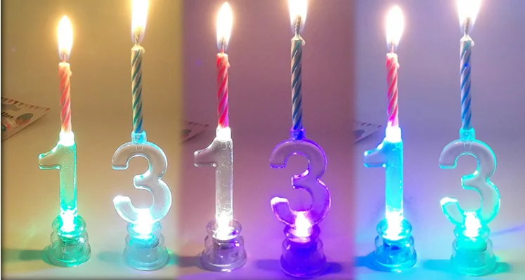 Wholesale Led Light Number Candle Birthday Candles With 4pcs Small ...