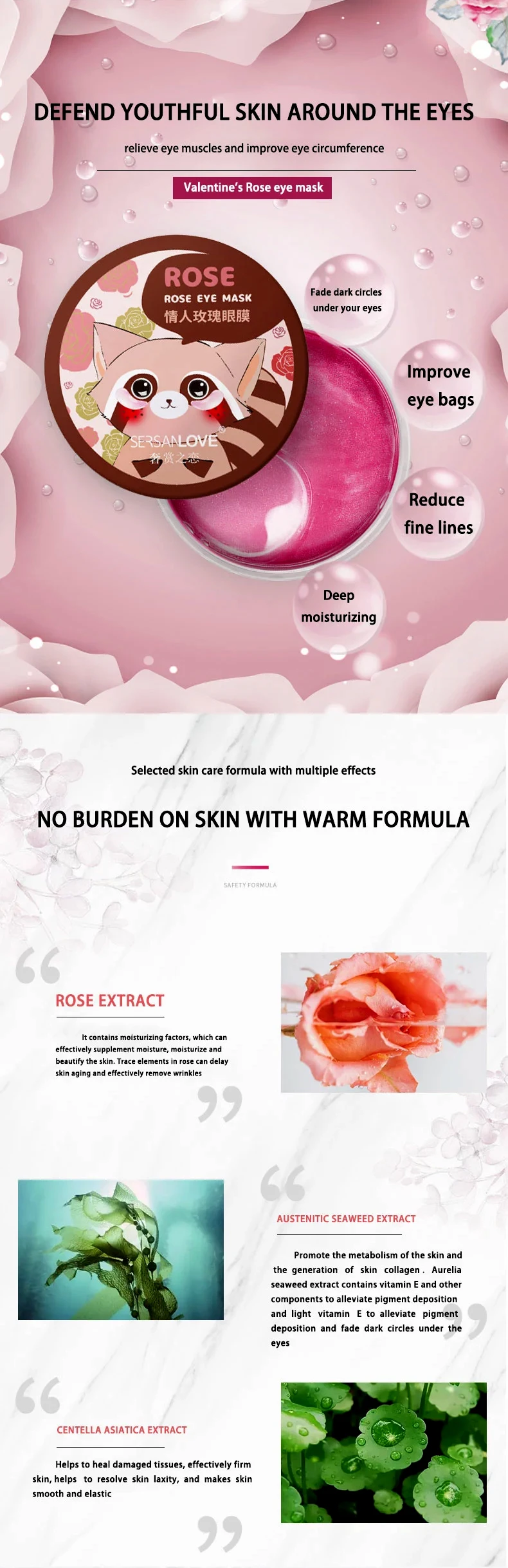 Sersanlove Rose Eye Patch Mask 60pcs Collagen Against Wrinkles Dark ...