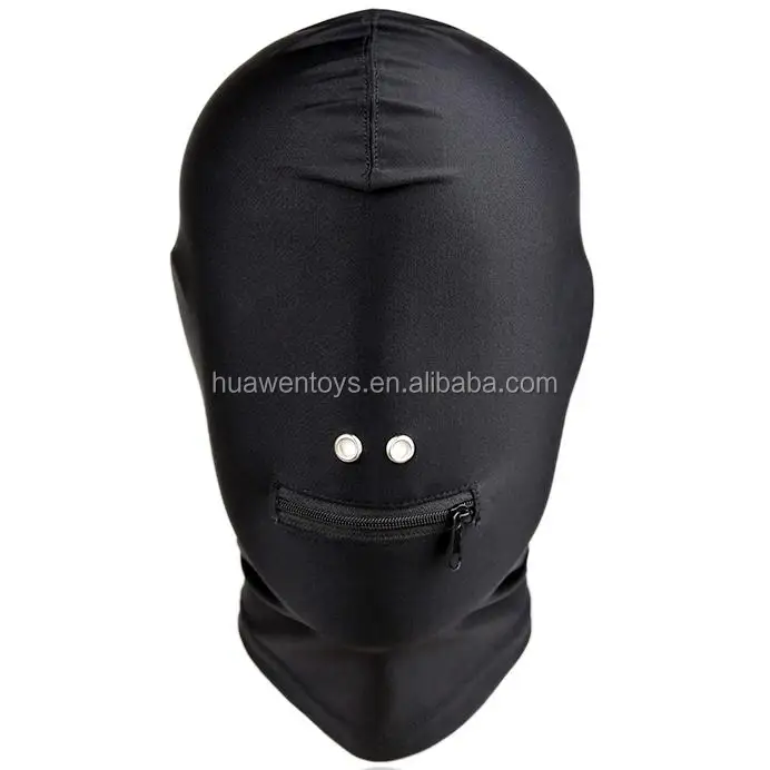 Fetish Sexy Zipper Open Mouth Headgear Hood Head Harness