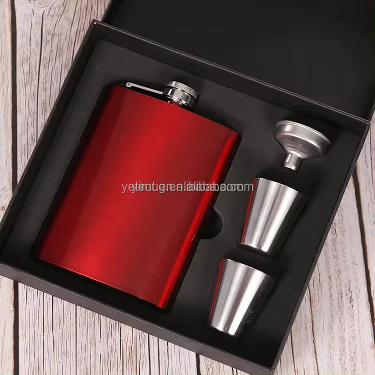 Whiskey Matte Black Flask Gift Set - 8 Oz Portable Flask