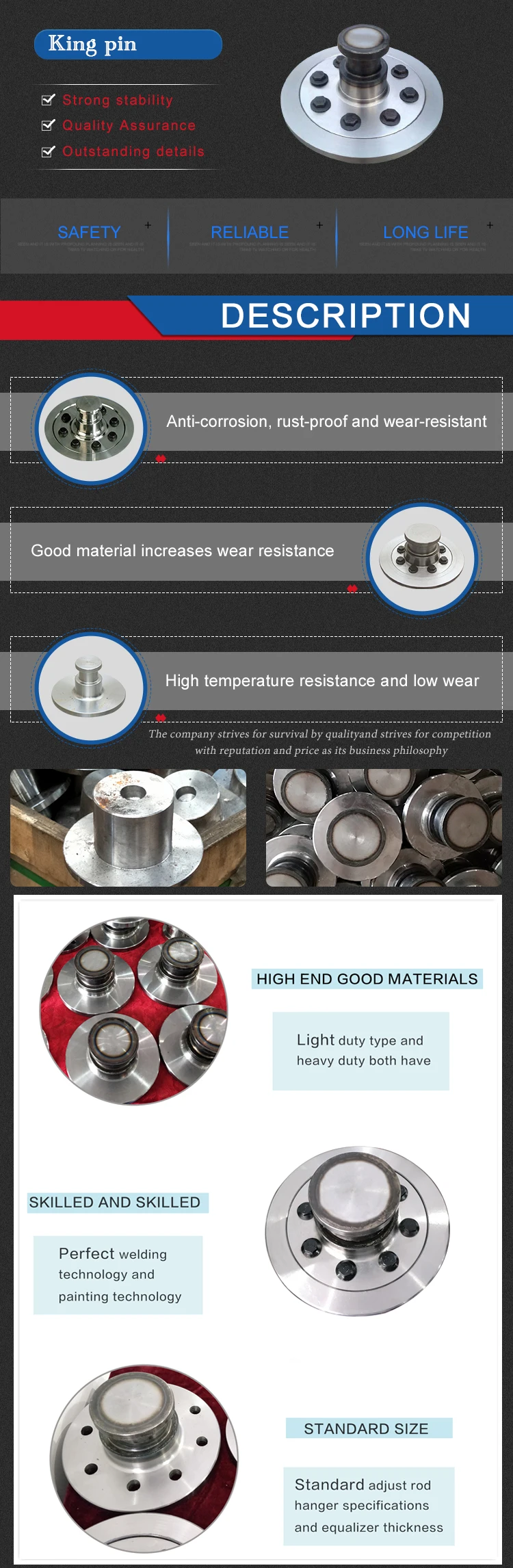 3.5" Bolt-in King Pin Plate for Semi Trailers - High Quality