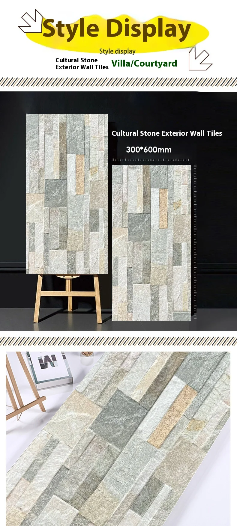 Antique Cultural Stone Outdoor Villa Exterior Wall Tile 300X600 for ...