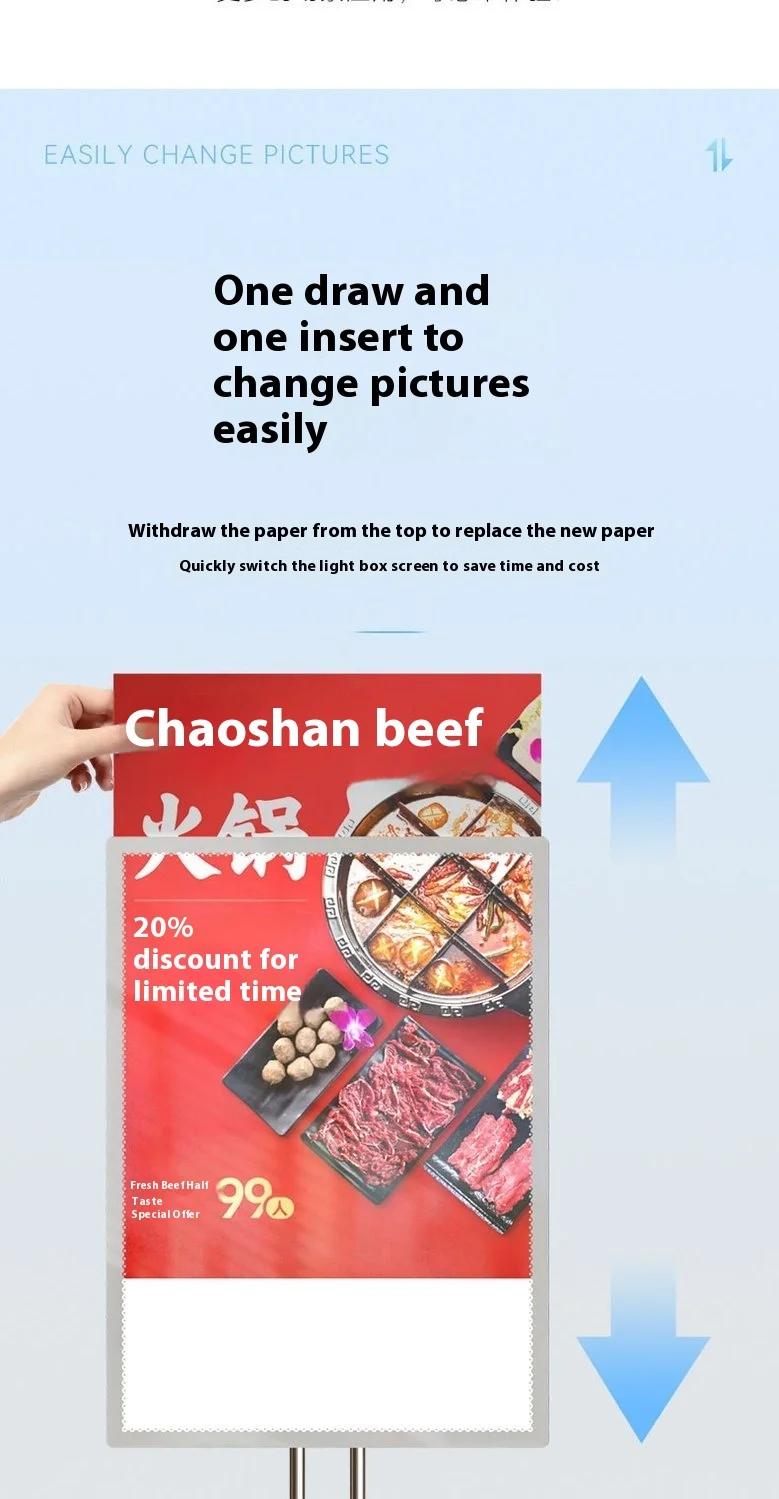 LED Luminous Billboard Aluminum Light Box Floor Poster Rack for Milk ...