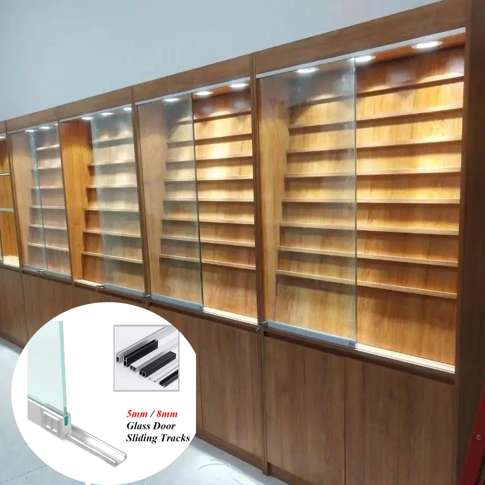 5mm 8mm Cabinet Glass Door Sliding Rails - Aluminum Alloy