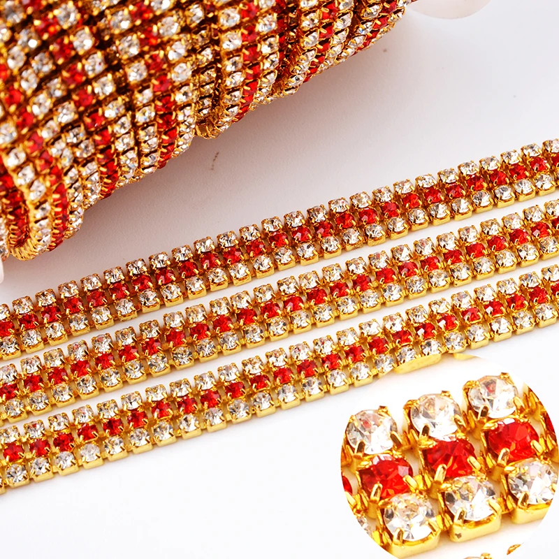 Colorful Rhinestone Chain SS12 3mm - Perfect for Wedding