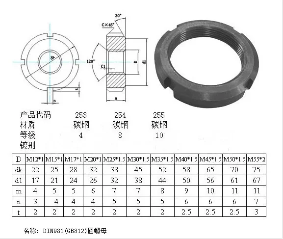 DIN 981 Stainless Steel 304 Slotted Lock Nut for Bearings